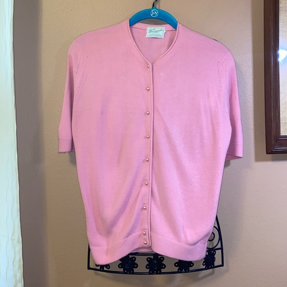 Vintage | Sweaters | Vintage A Bermuda Pink And Pearl Buttons Short ...